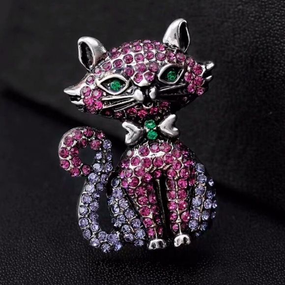 Jewelry | Rhinestone Cat Brooch Pin | Poshmark